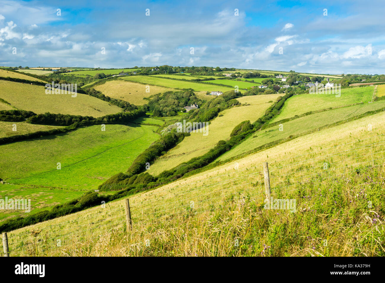 Far reaching countryside views near Ayrmer Cove Devon England UK Stock ...