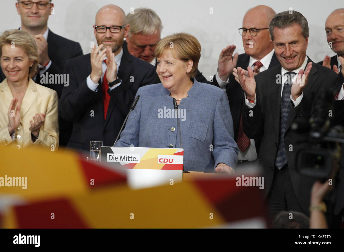 Berlin, Germany. 24th Sep, 2017. Election evening of the CDU for the ...