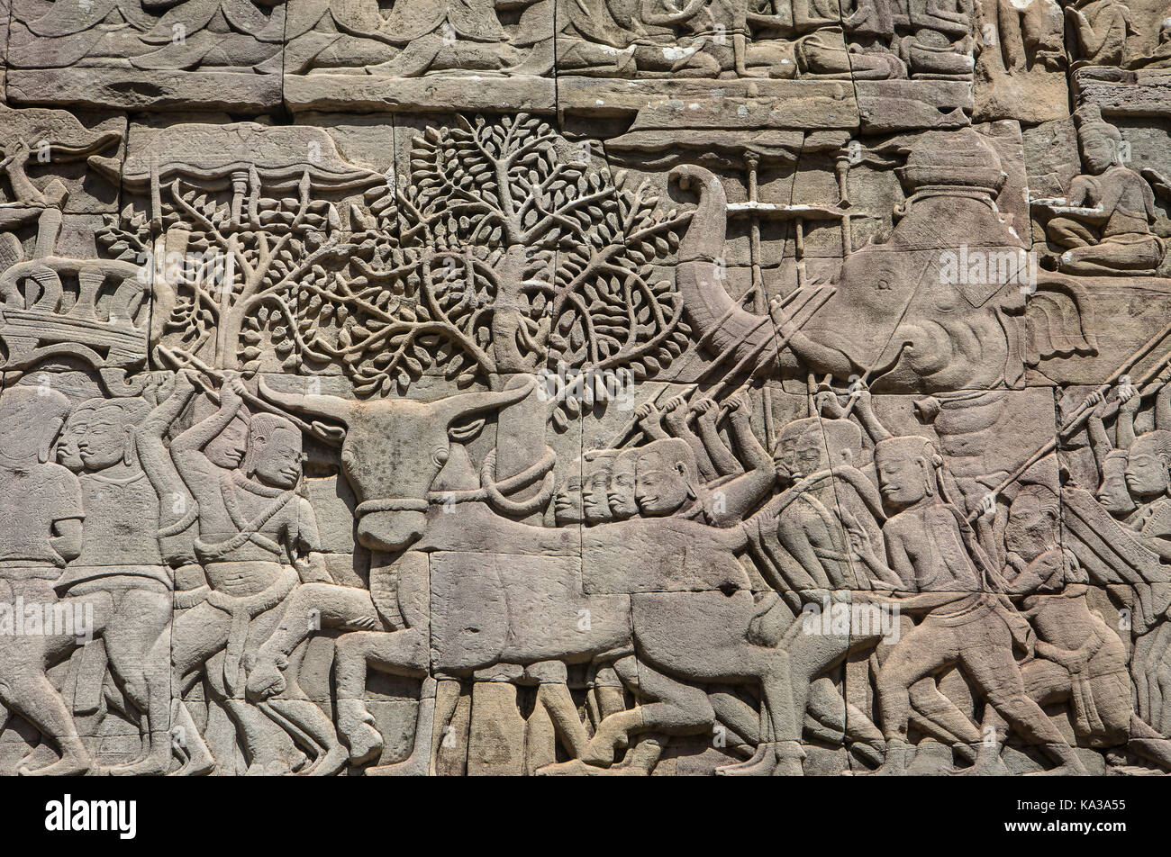 Representation, Ramayana epic, Bas-relief carvings, in Bayon temple ...