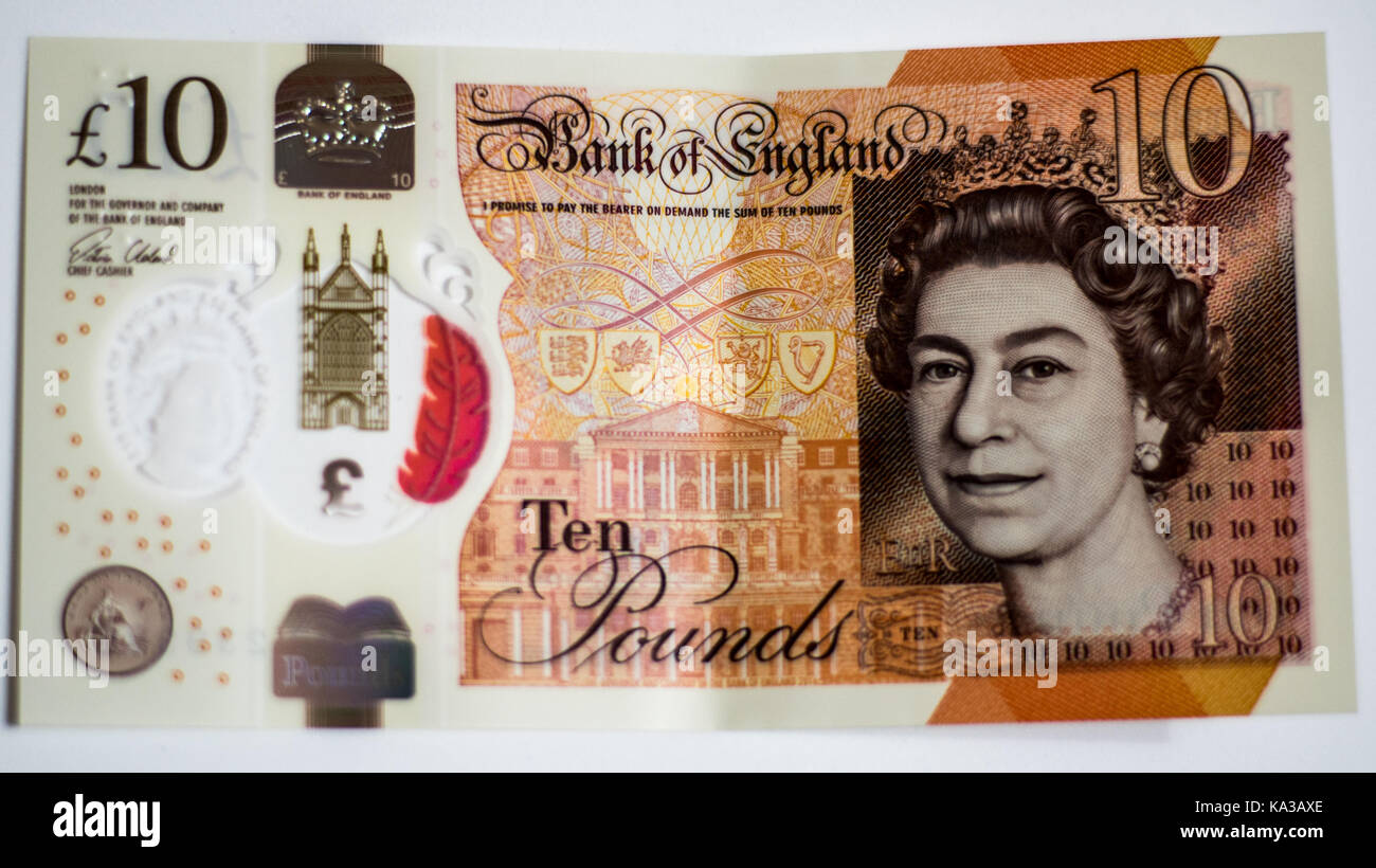 Polymer currency note for Sterling pounds full frame view Stock Photo ...