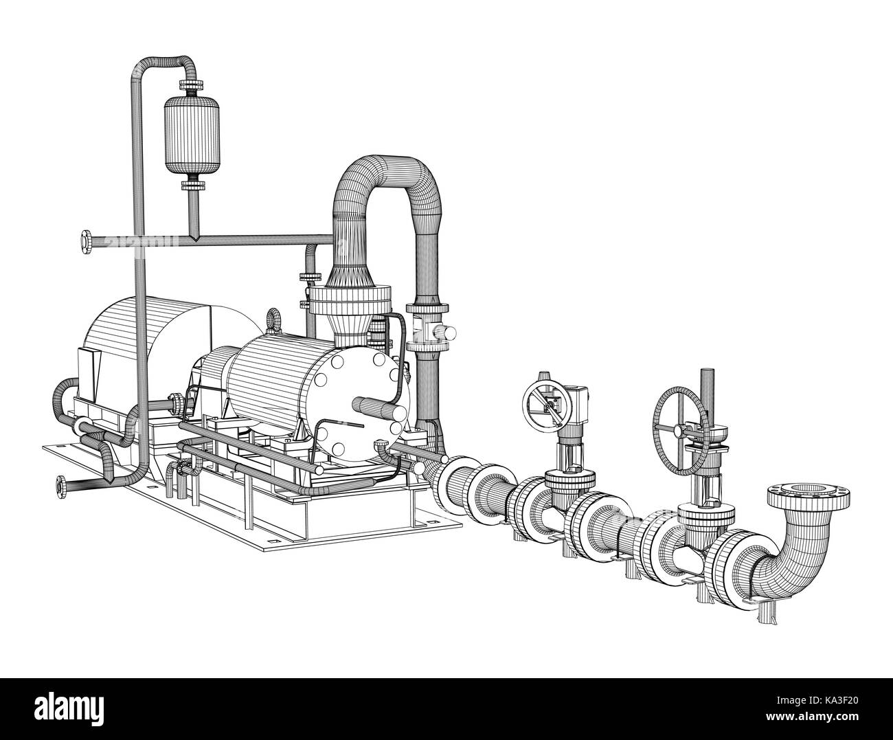 Wire-frame industrial pump Stock Vector Image & Art - Alamy