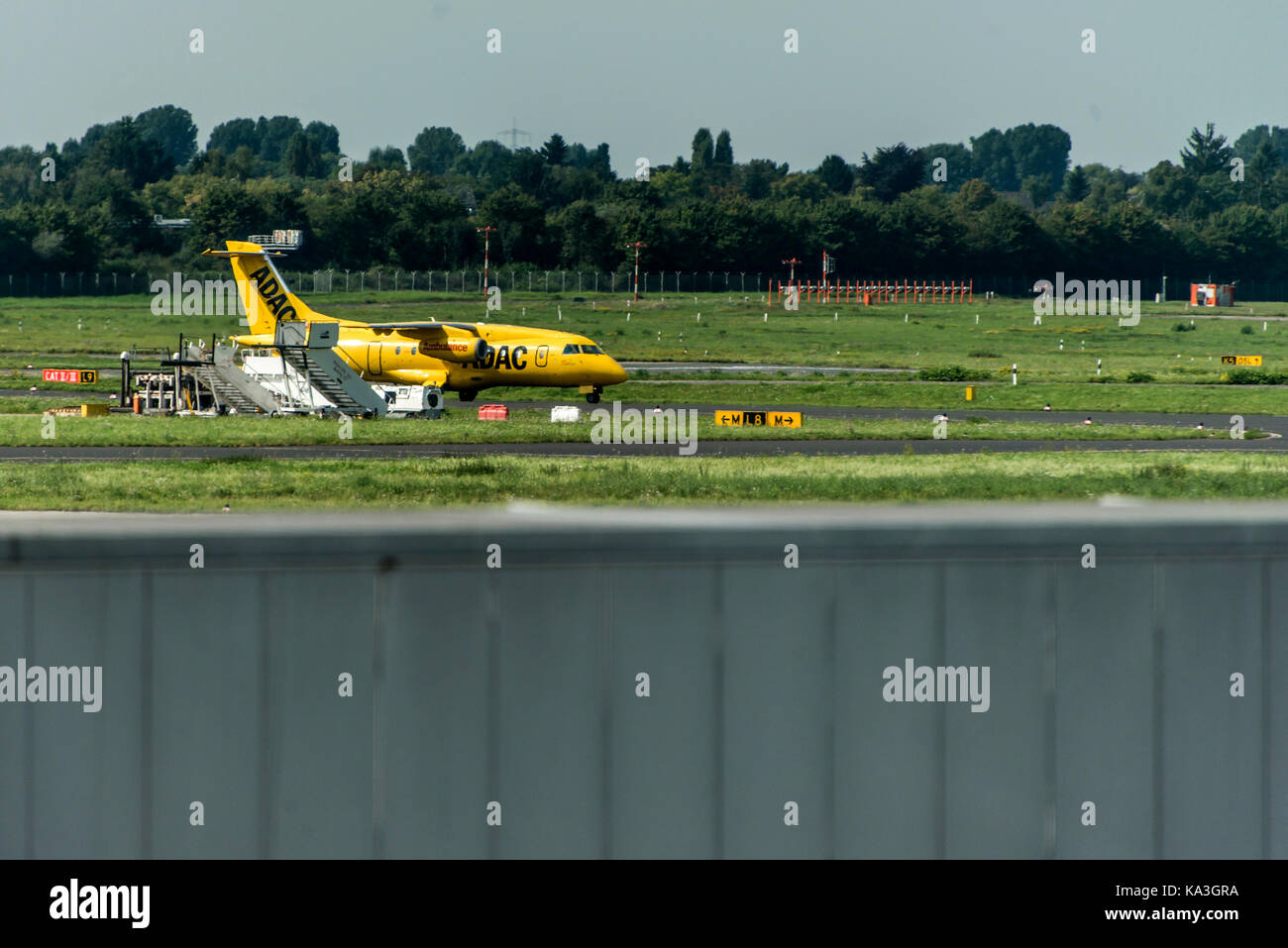 Dusseldorf, Germany - 03.09.2017: ADAC air ambulance taxi plane towards ...