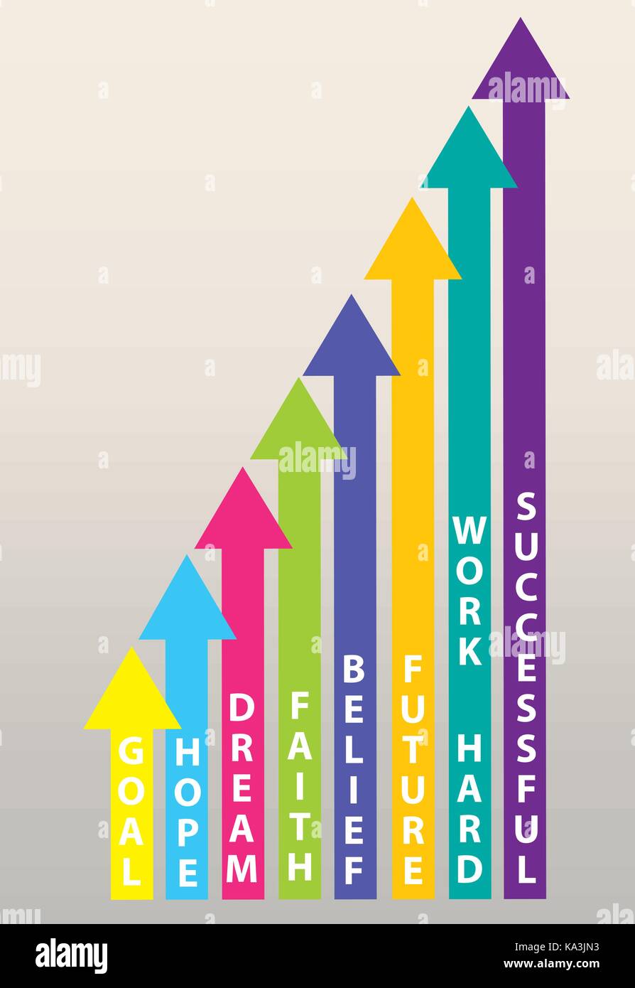 multi colored arrows with words successful working hard Stock Vector ...