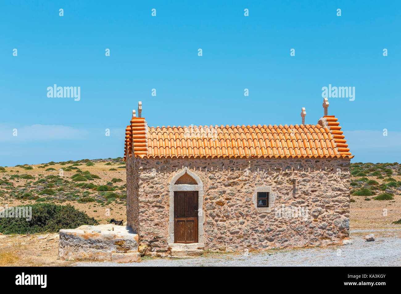 Monastery of Toplou near Vai beach,.Crete island in Greece Stock Photo ...