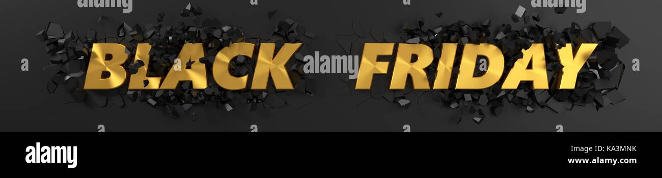 black friday header with text and exploding background. 3d illustration ...