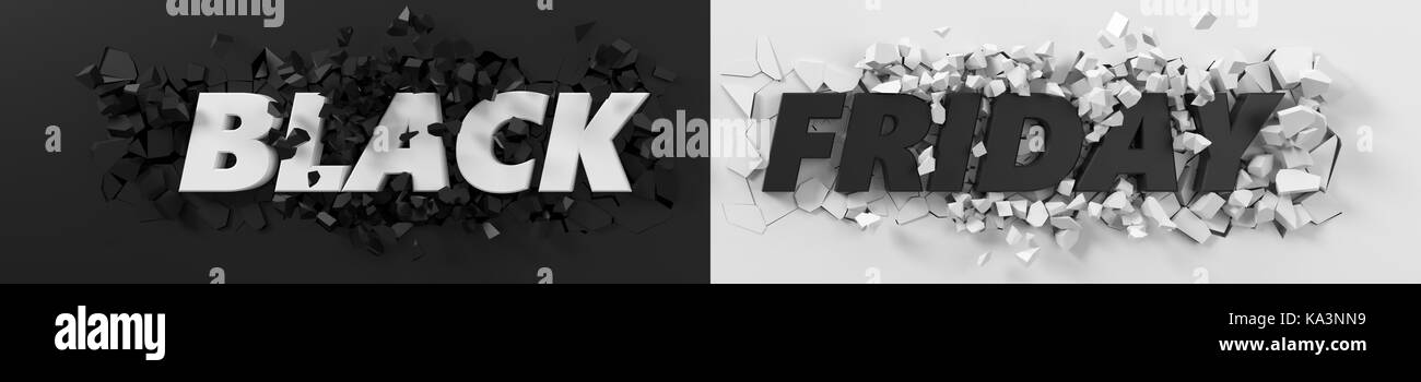 black friday header with text and exploding background. 3d illustration ...