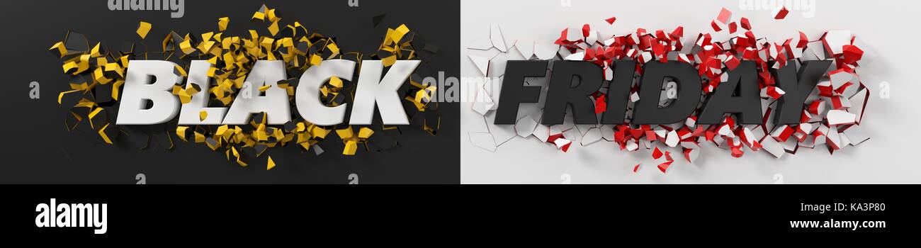 black friday header with text and exploding background. 3d illustration ...