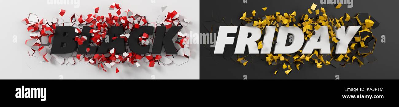 black friday header with text and exploding background. 3d illustration ...