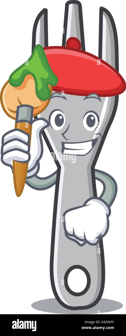 Artist fork character cartoon style Stock Vector Image & Art - Alamy
