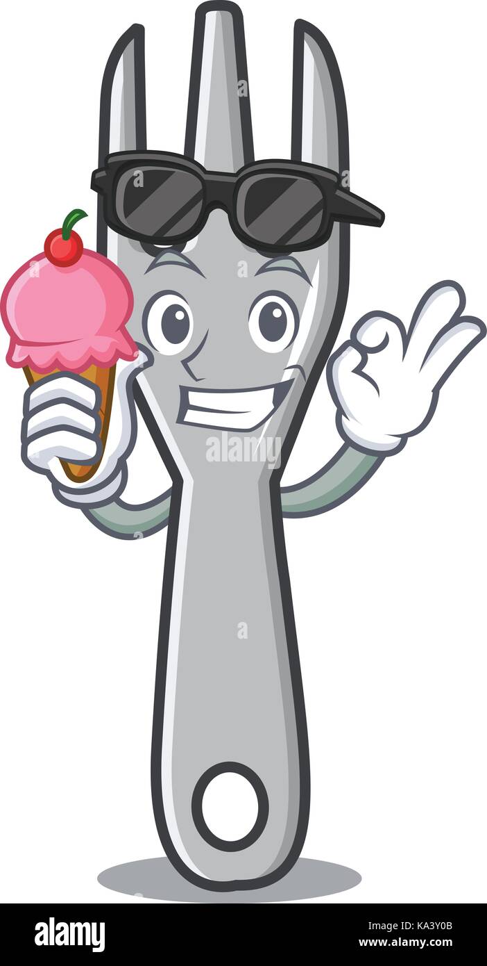 With ice cream fork character cartoon style Stock Vector Image & Art ...