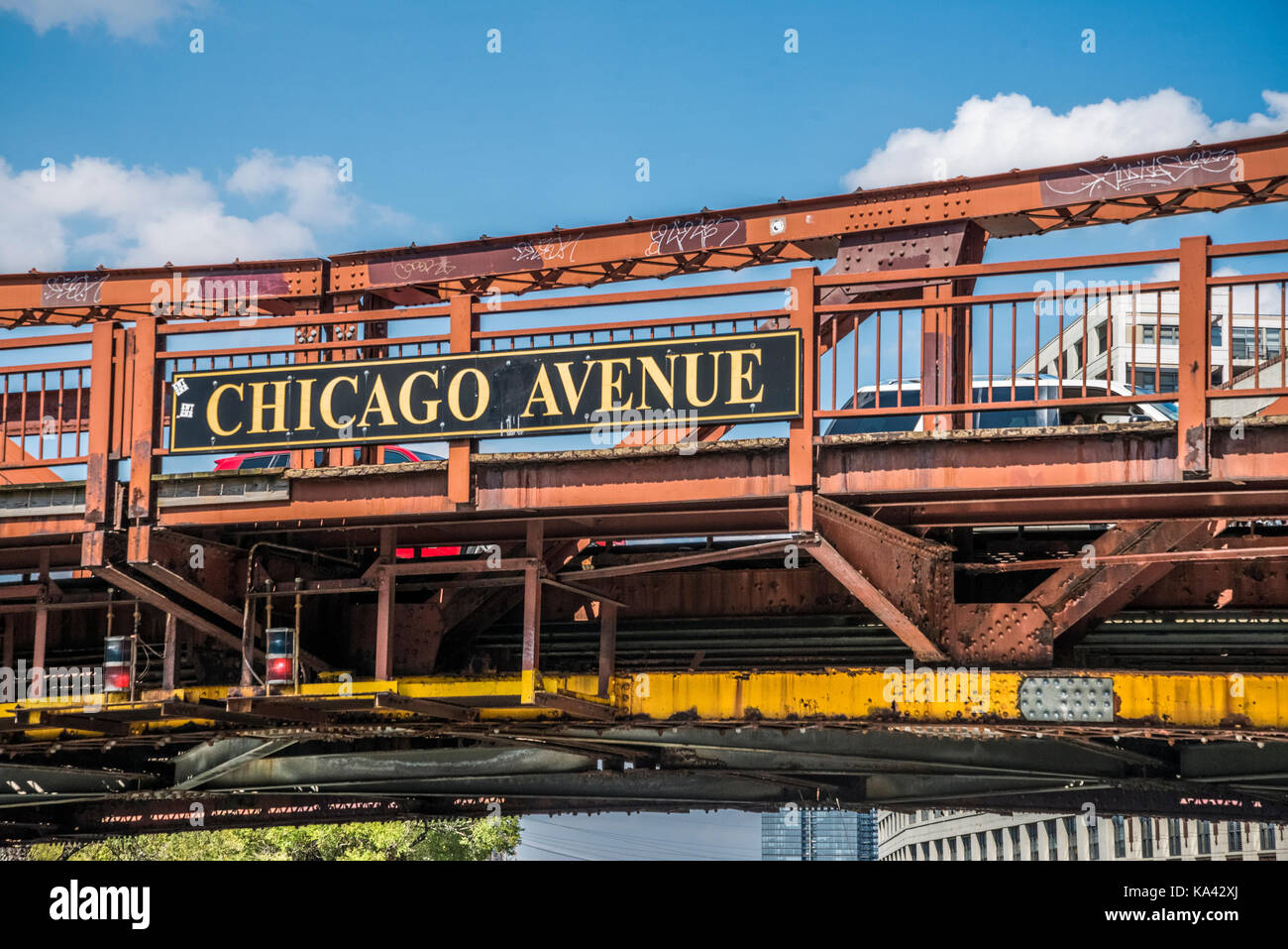 Chicago's famed bridges and city scape over the Chicago river Stock ...