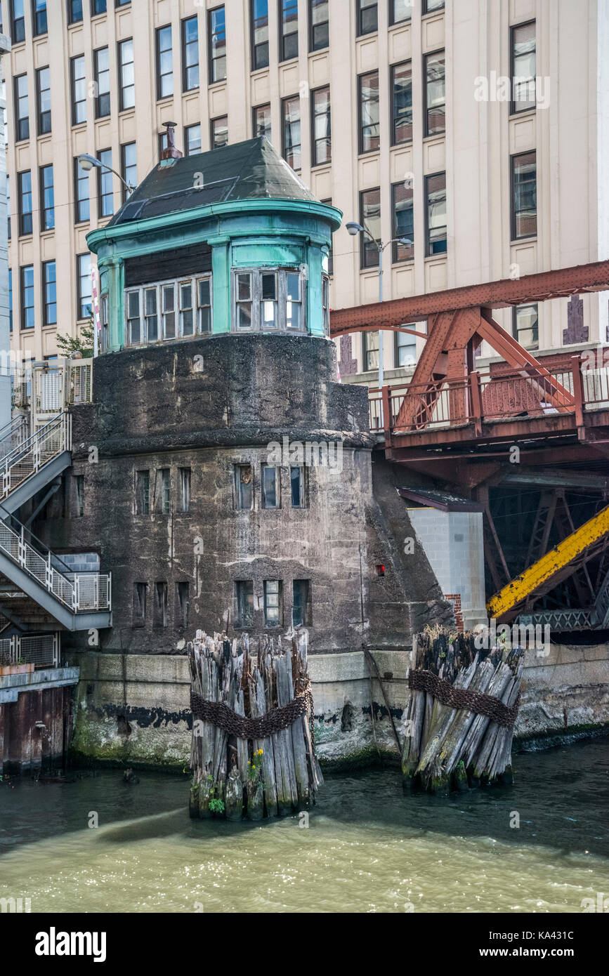 Chicago's famed bridges and city scape over the Chicago river Stock ...