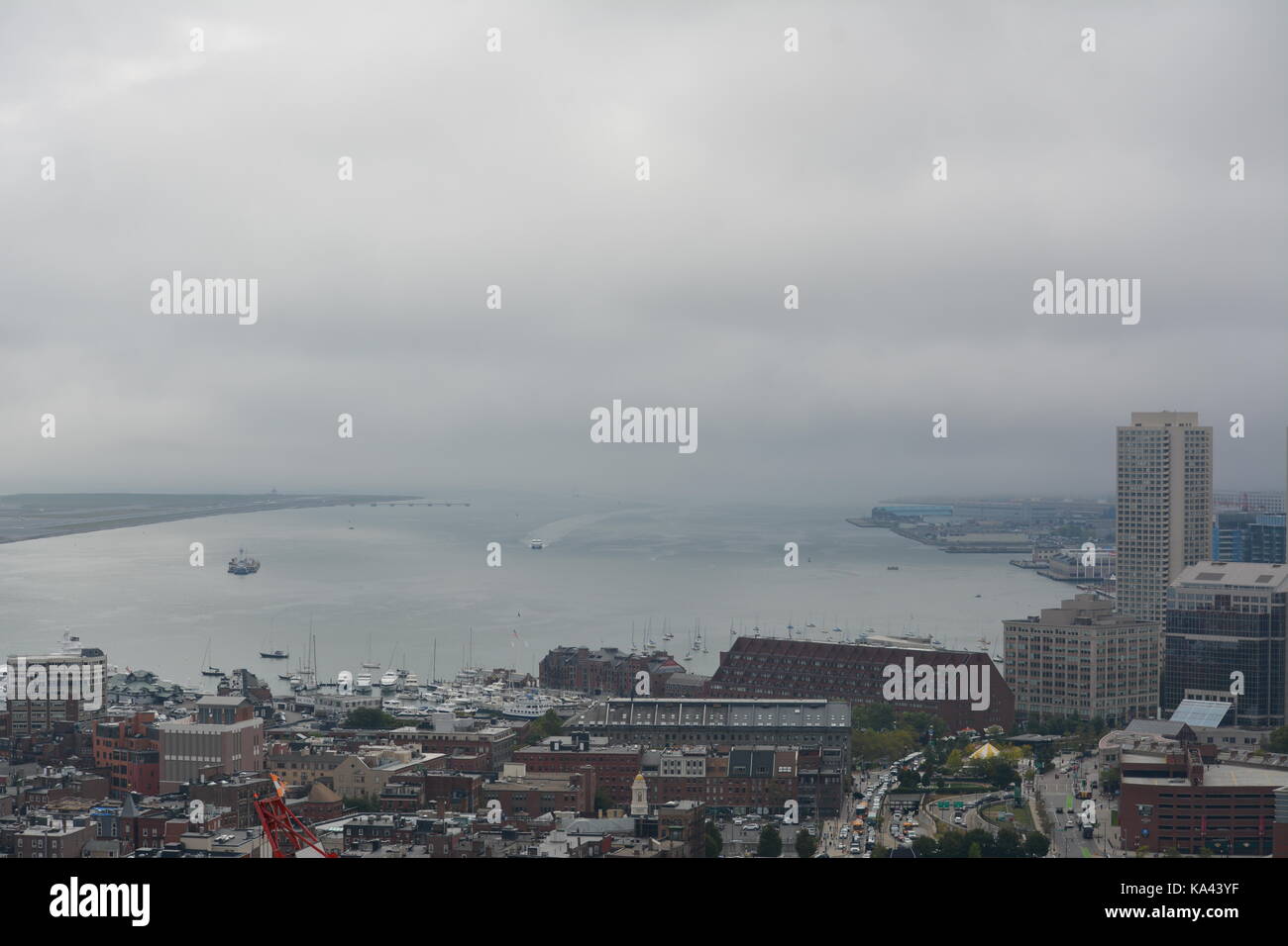 A view of downtown Boston from atop a Skyscraper in the West End Stock ...
