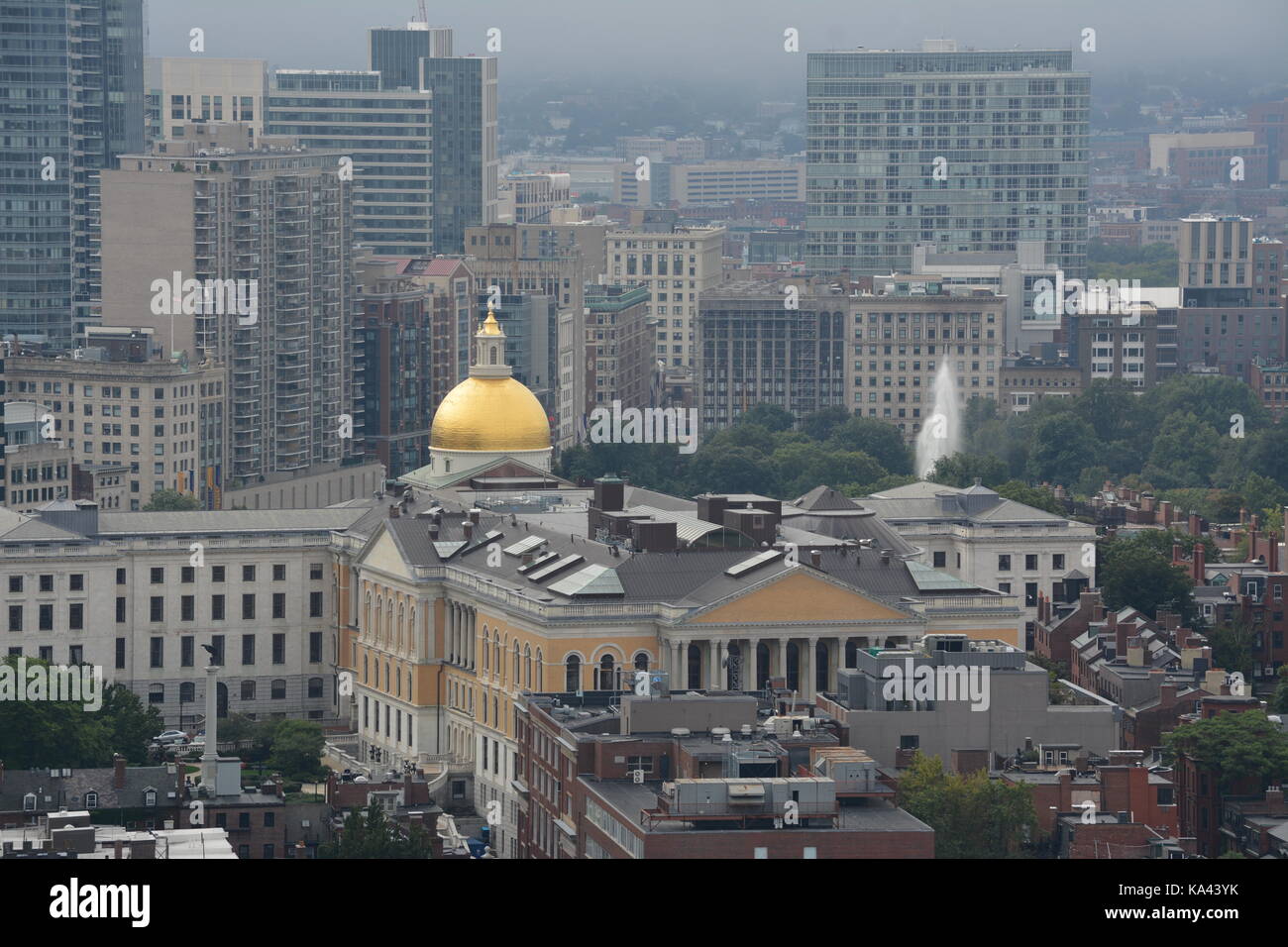 A view of downtown Boston from atop a Skyscraper in the West End Stock ...