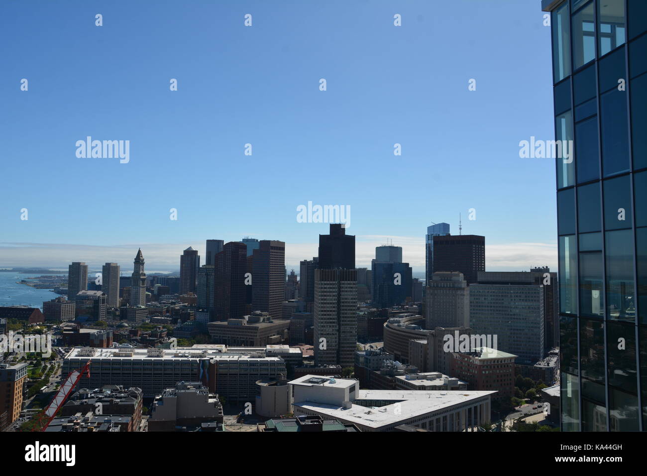 A view of downtown Boston from atop a Skyscraper in the West End Stock ...