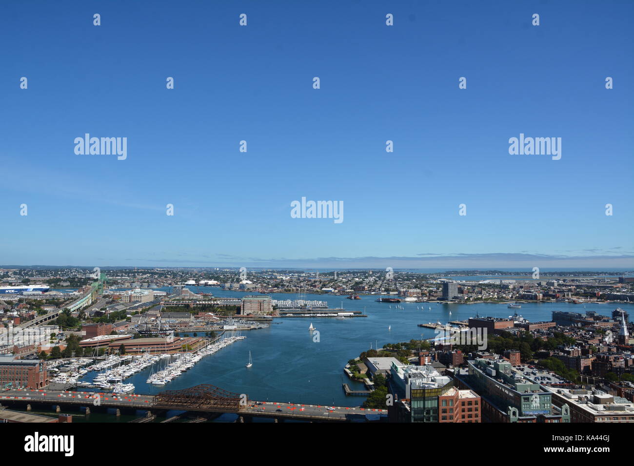 A view of Boston Harbor and East Boston seen from above Stock Photo - Alamy