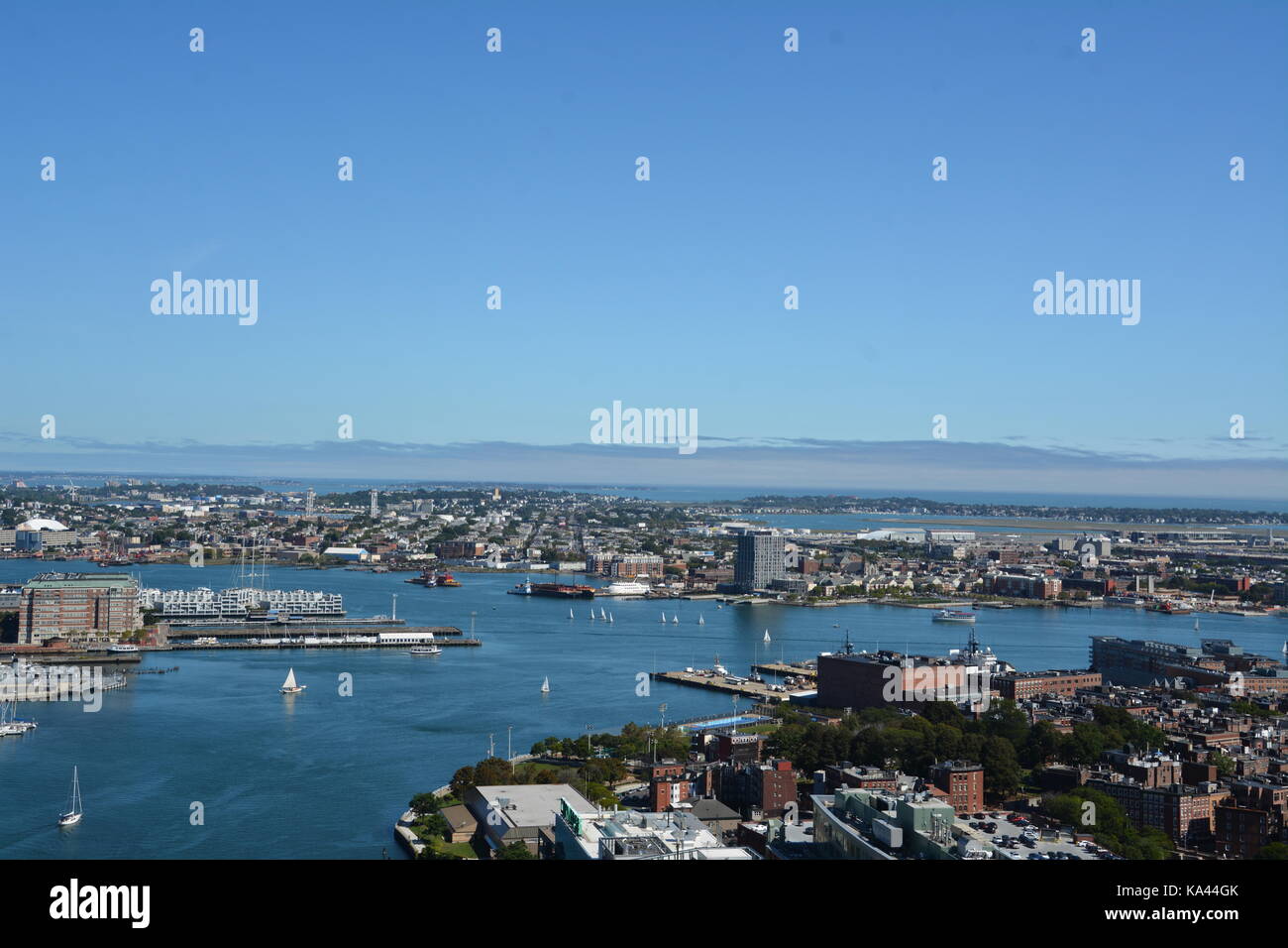 A view of Boston Harbor and East Boston seen from above Stock Photo - Alamy