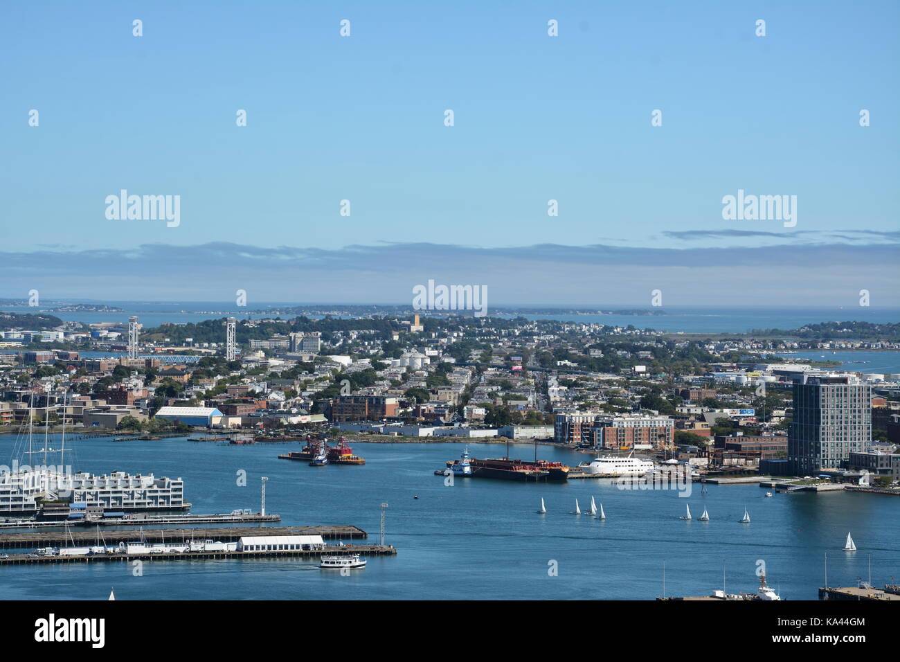 A view of Boston Harbor and East Boston seen from above Stock Photo - Alamy