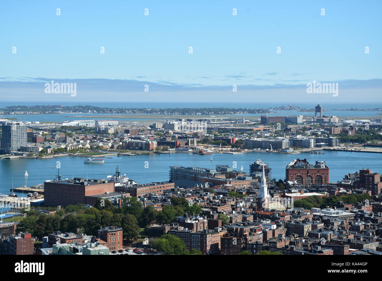A view of Boston Harbor and East Boston seen from above Stock Photo - Alamy