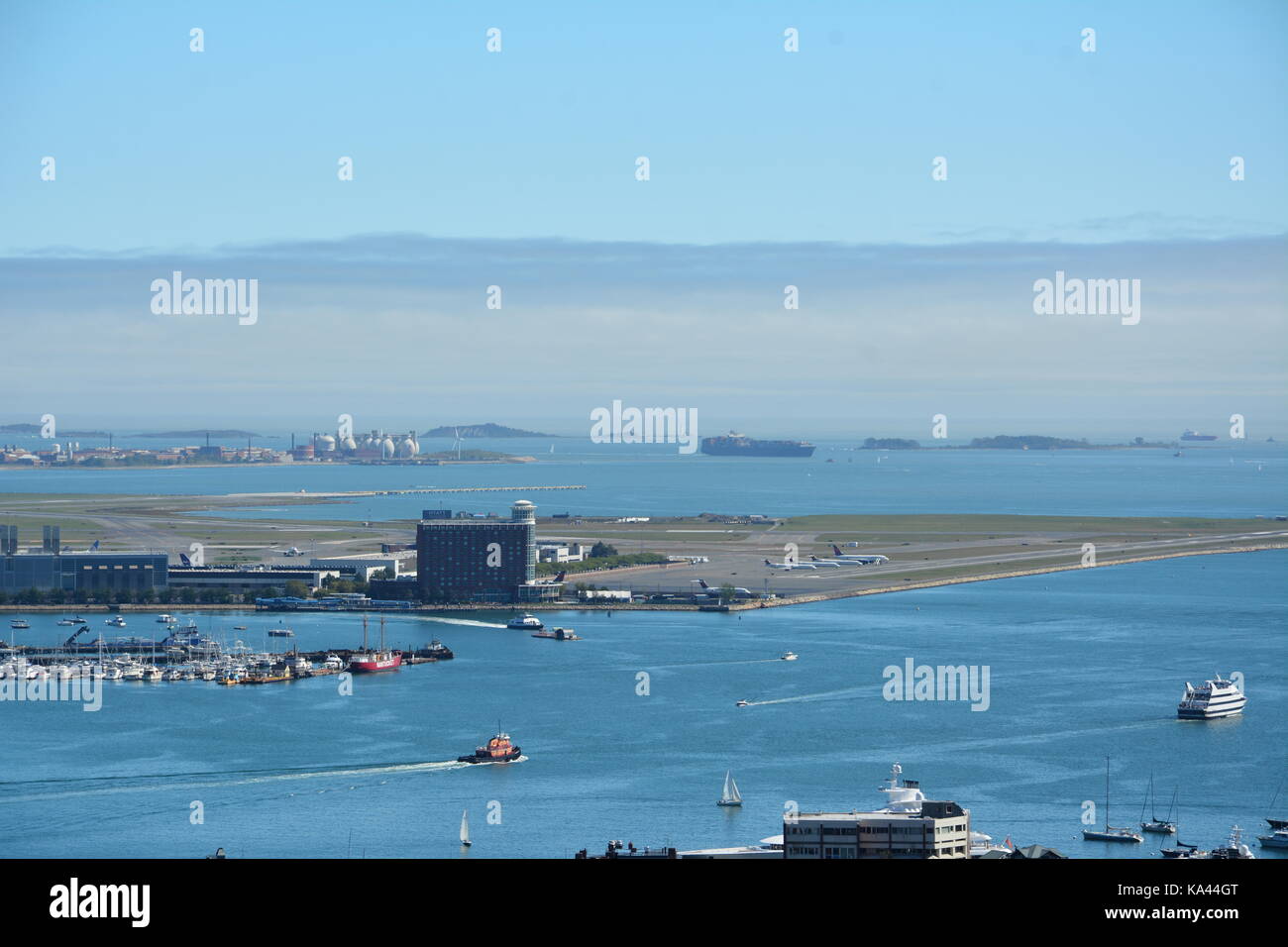 A view of Boston Harbor and East Boston seen from above Stock Photo - Alamy