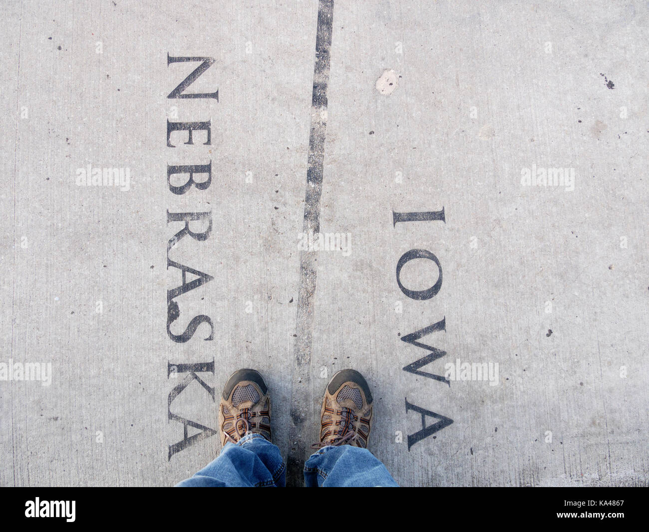 State line between Nebraska and Iowa, Bob Kerrey Pedestrian Bridge ...