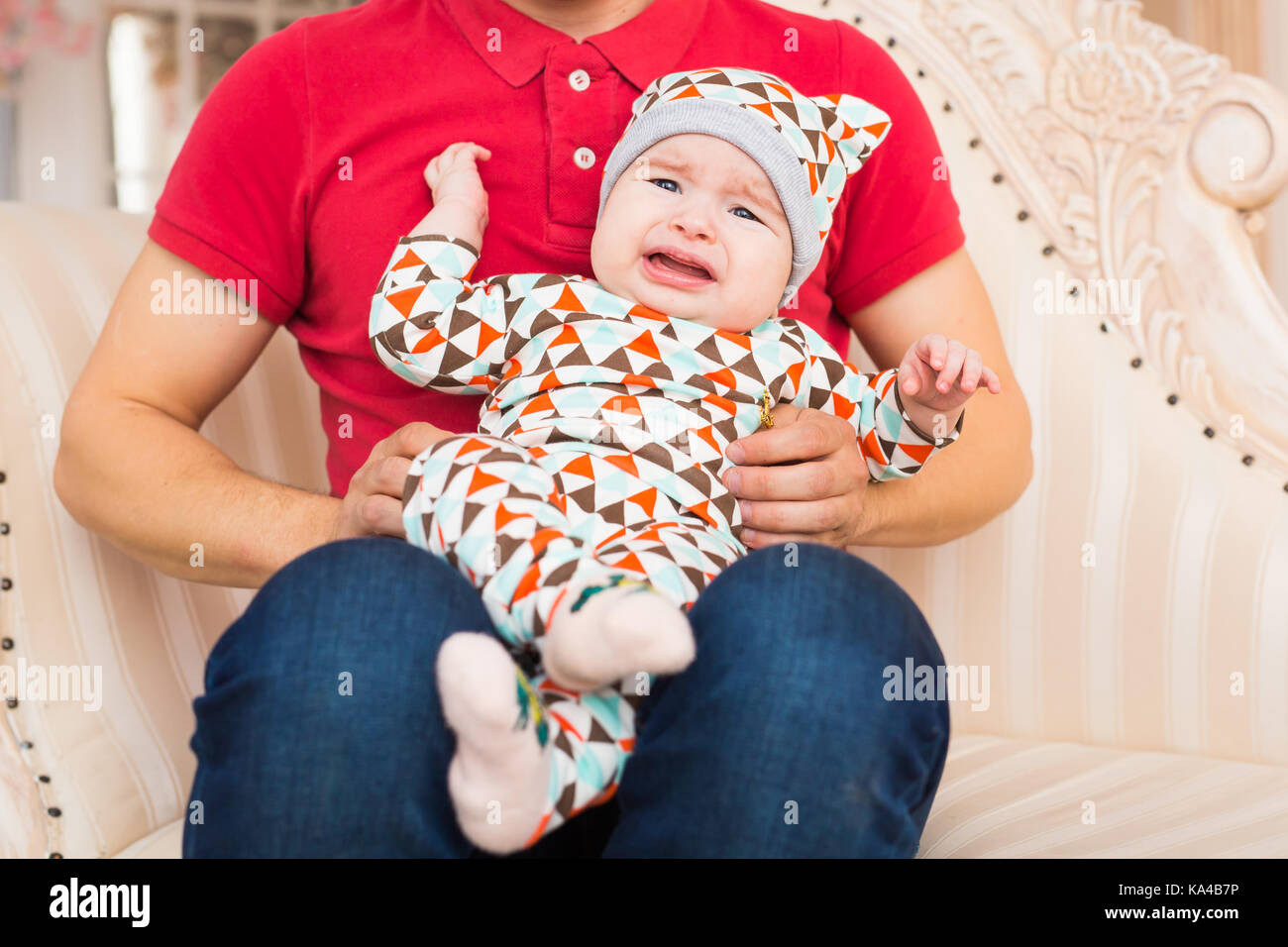 Portrait of crying baby boy Stock Photo - Alamy