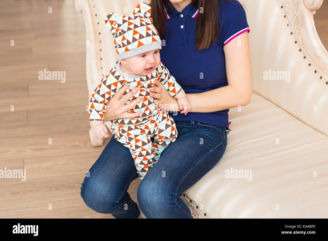 Portrait of crying baby boy Stock Photo - Alamy