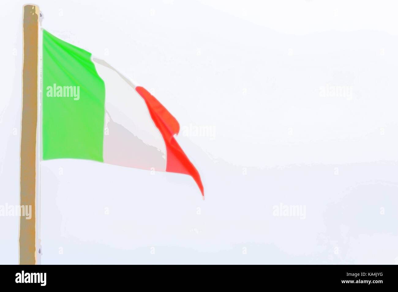 Italian flag waving on wooden pole Stock Photo - Alamy