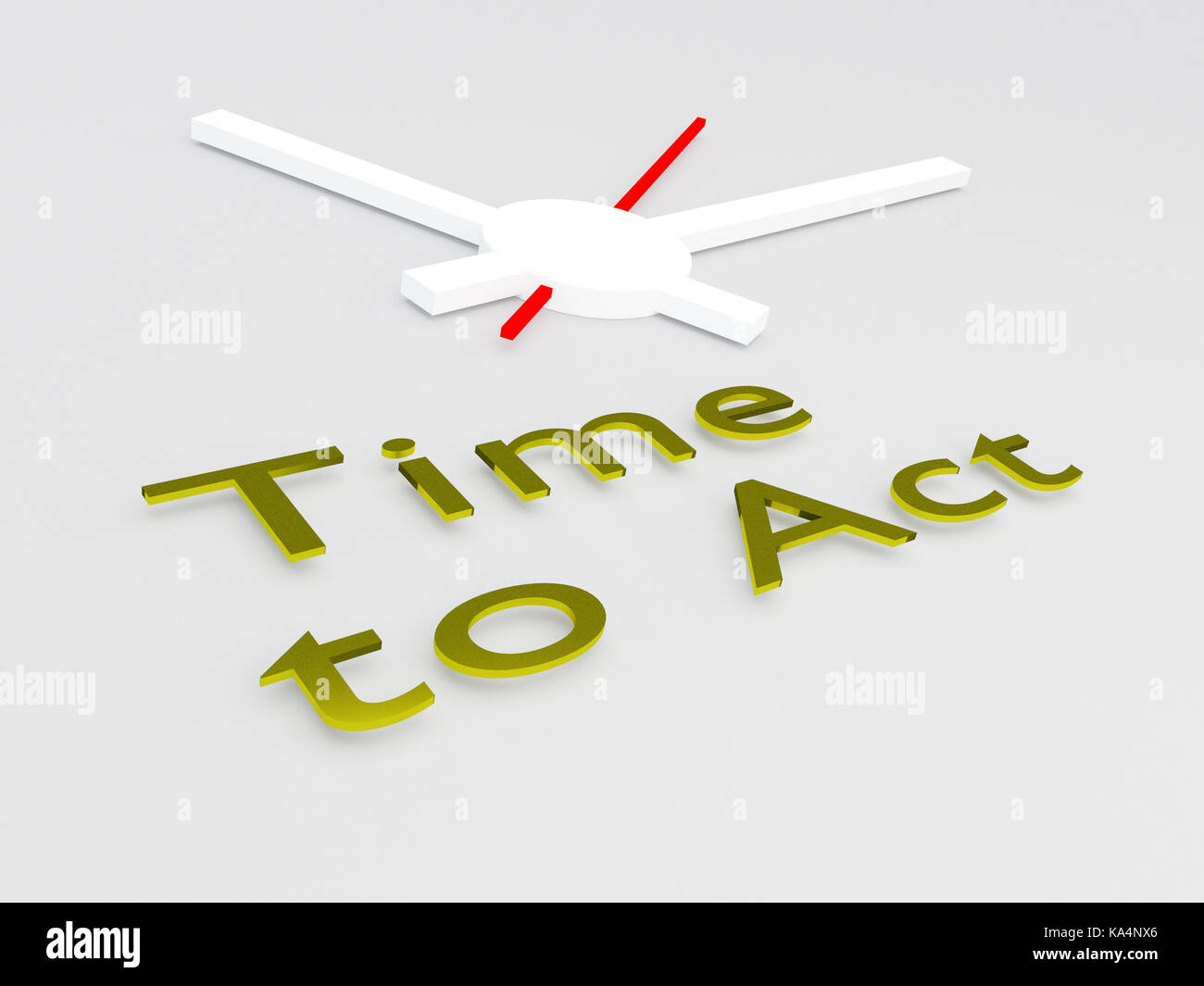 3D illustration of "Time to Act" title with a clock as a background ...