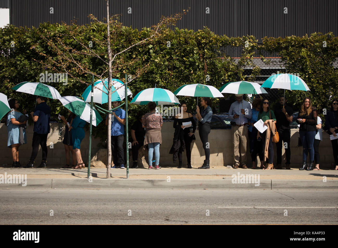 Line of people to get into CBS Television City, Los Angeles, California ...