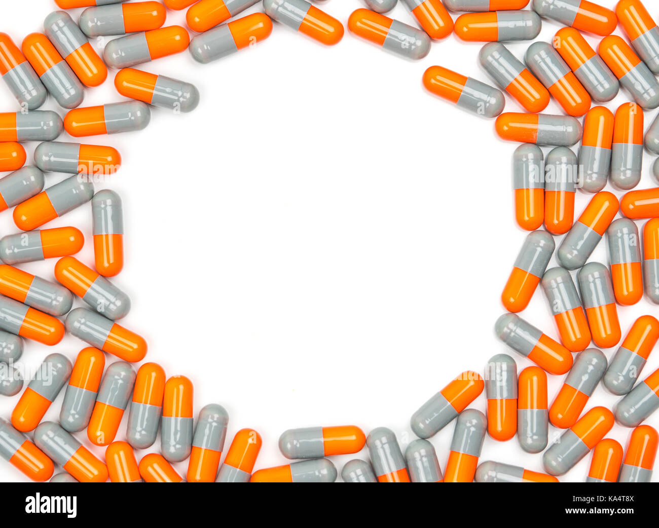 Colorful of antibiotic capsules pills in circle pattern isolated on ...