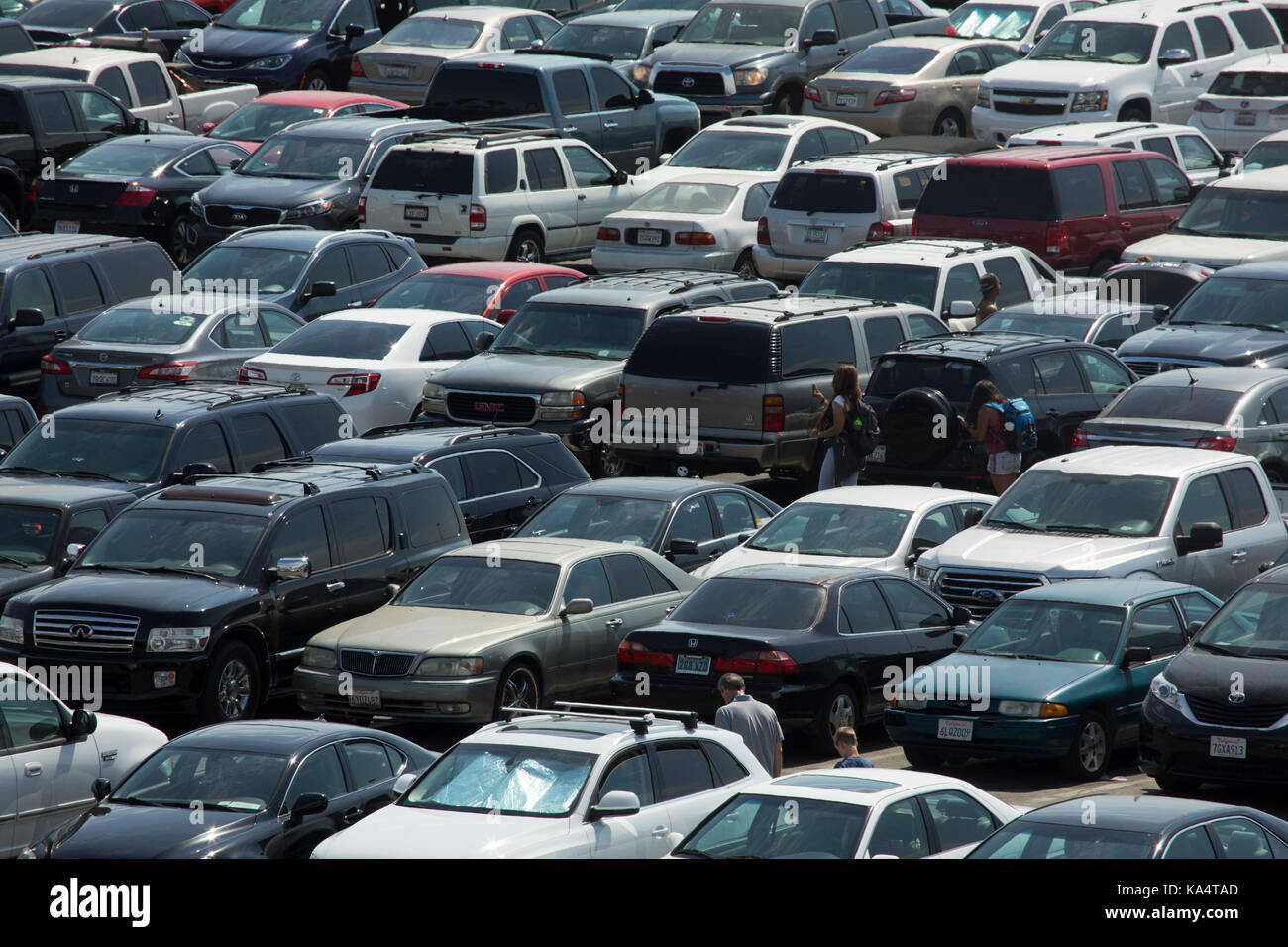 Crowded parking lot, Santa Monica, Los Angeles, California, USA Stock ...