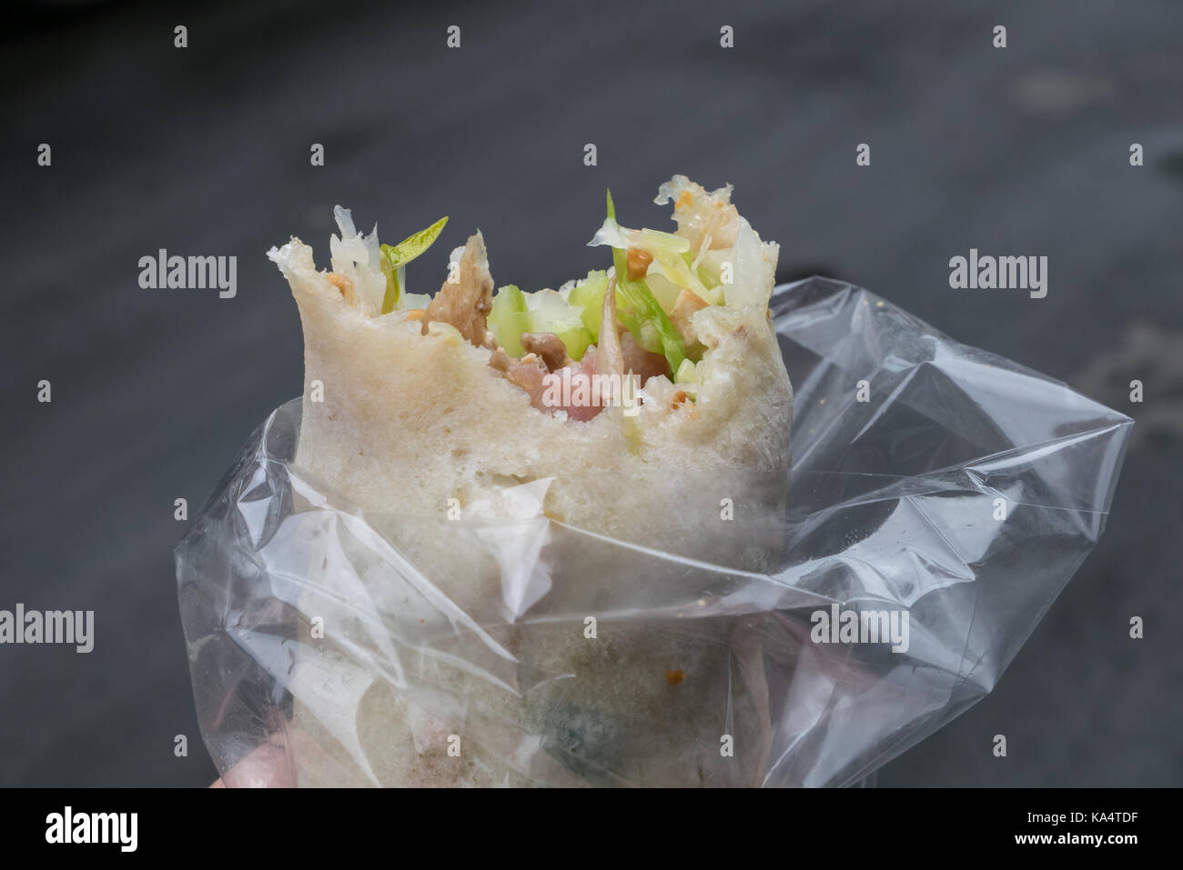 The close up of delicious Taiwan spring roll at food street market in ...