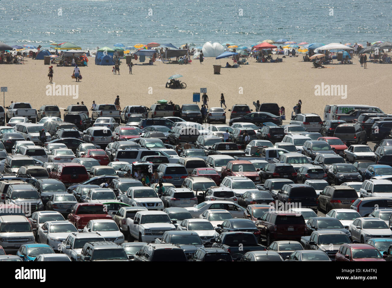 Crowded parking lot, Santa Monica, Los Angeles, California, USA Stock ...