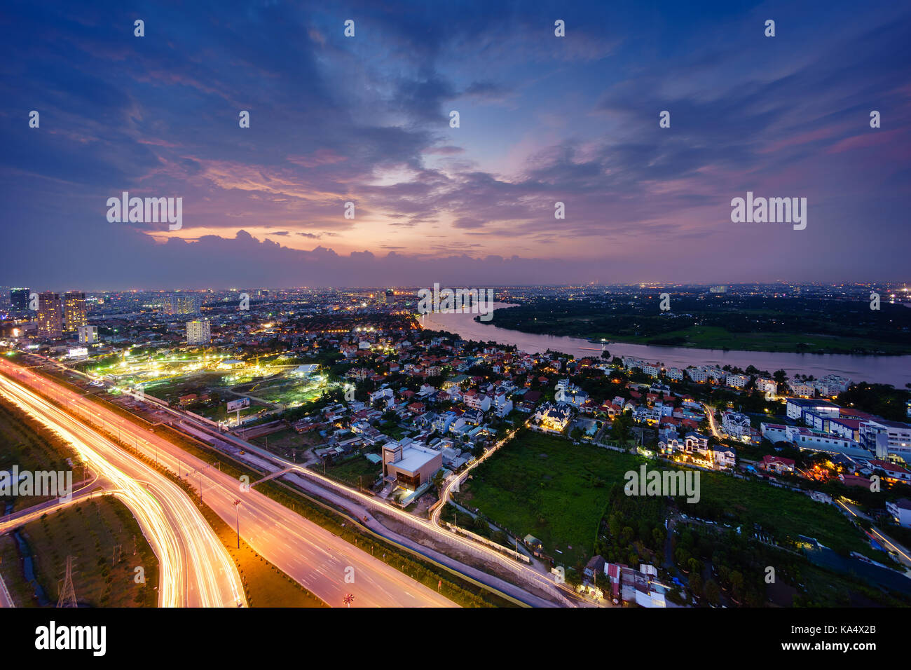 Panoramic view of National Route 1A in Ho Chi Minh city (aka Saigon) in ...