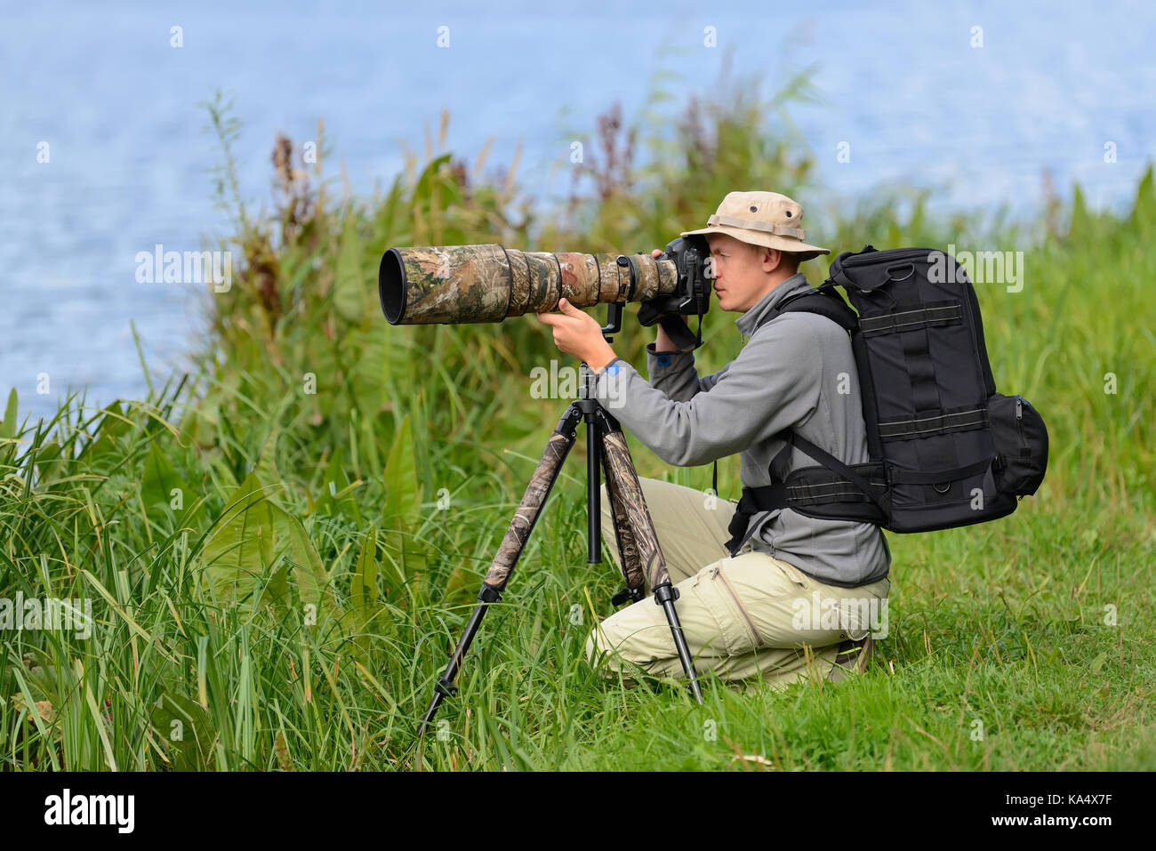 Professional wildlife photographer outdoor Stock Photo - Alamy