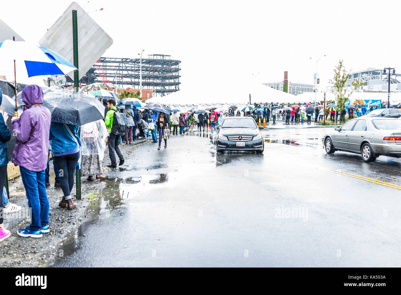 Washington DC, USA - September 2, 2017: People walking and waiting in ...