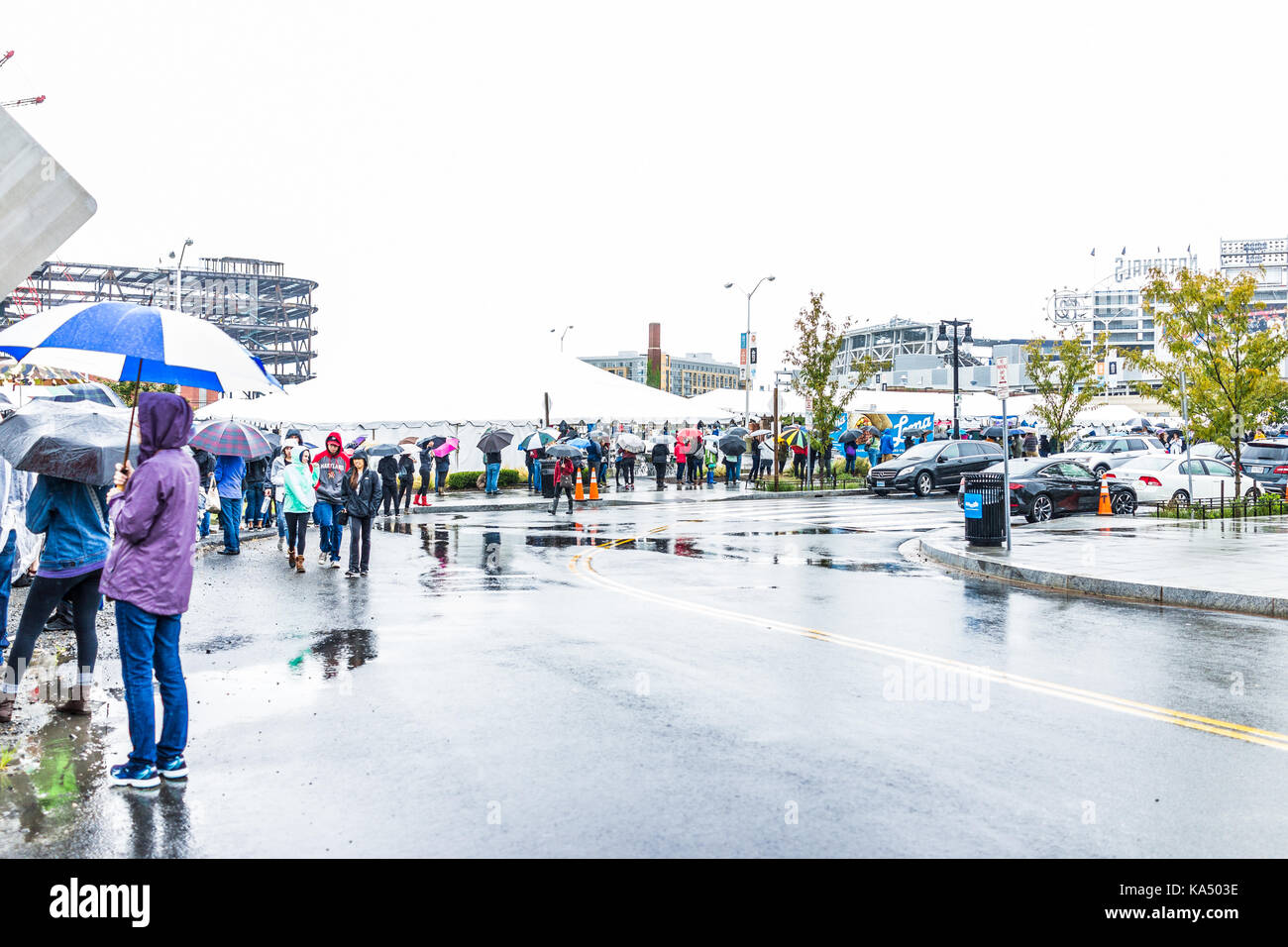 Washington DC, USA - September 2, 2017: People walking and waiting in ...