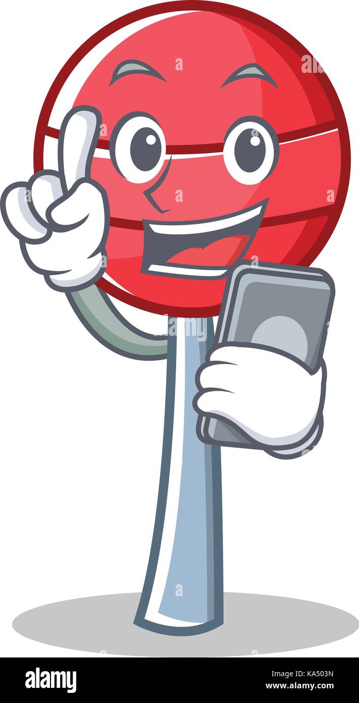 With phone sweet lollipop character cartoon Stock Vector Image & Art ...