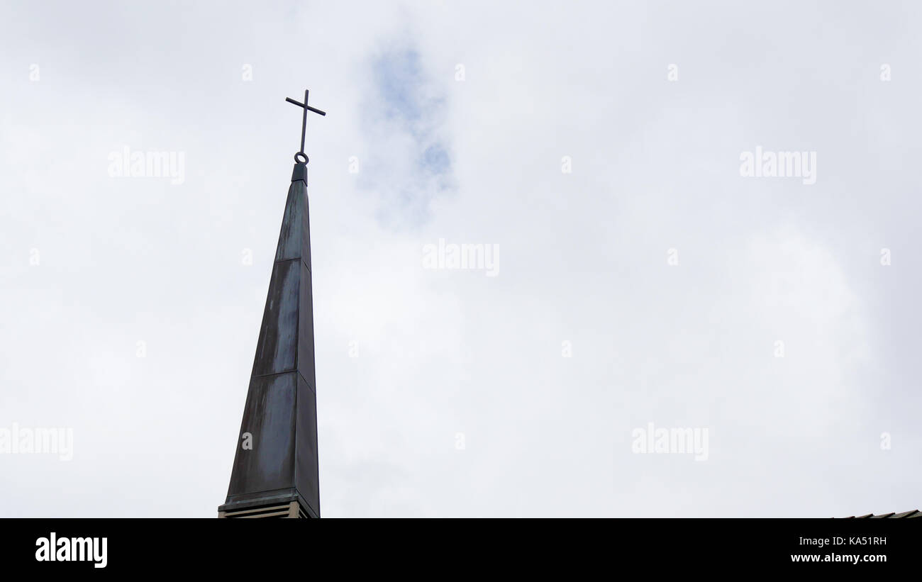 Exterior wide shot of a funeral chapel Exterior wide shot of a funeral ...