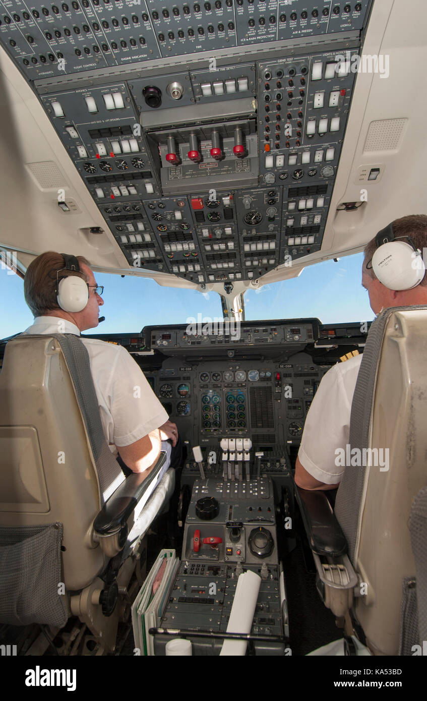 On board a cockpit on an airplane Stock Photo - Alamy