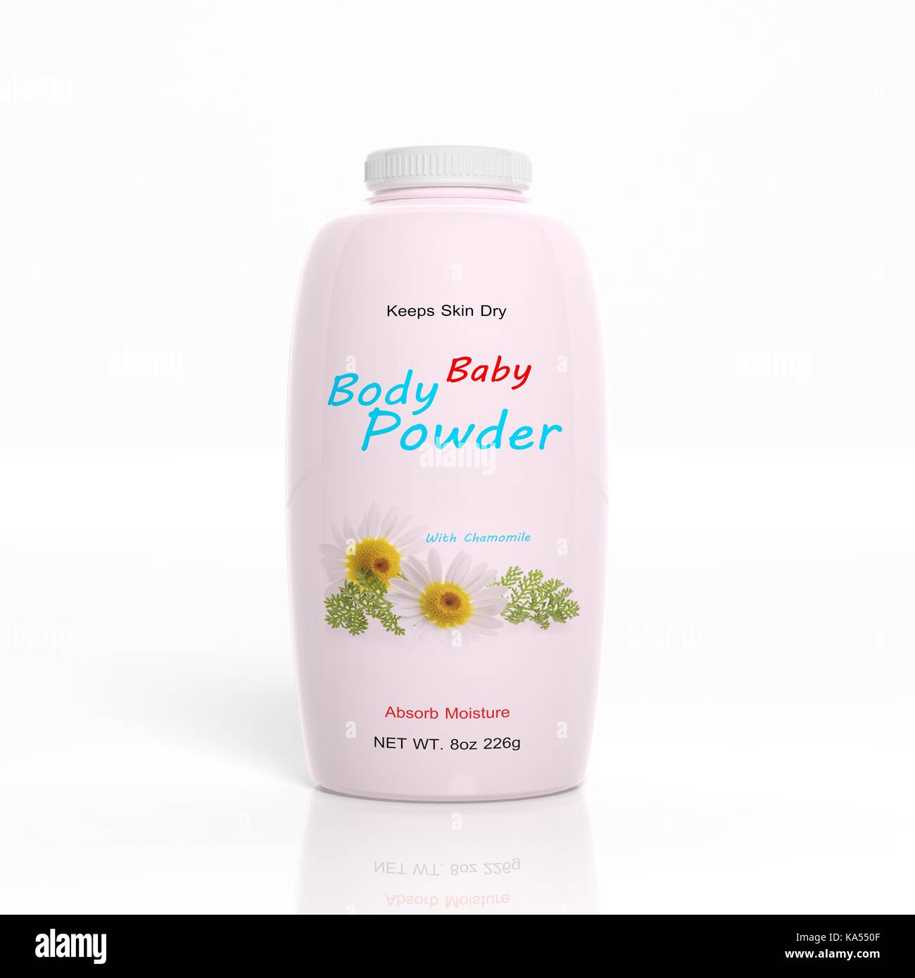 3D Baby Powder plastic bottle isolated on white background Stock Photo ...