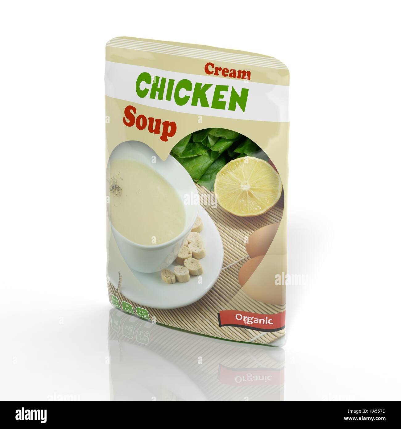 3D Chicken Soup packet isolated on white Stock Photo - Alamy