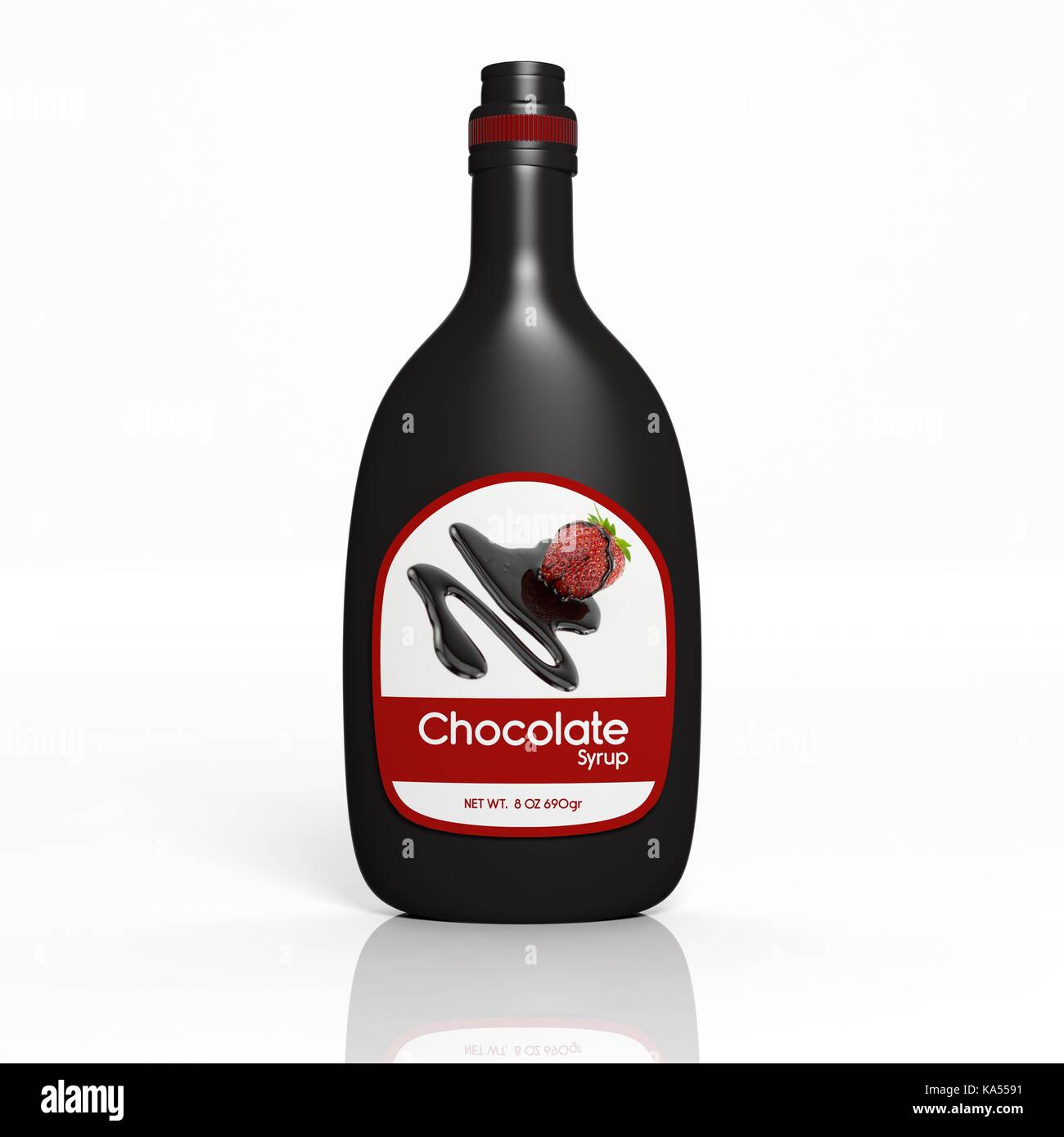3D Chocolate Syrup bottle isolated on white Stock Photo - Alamy
