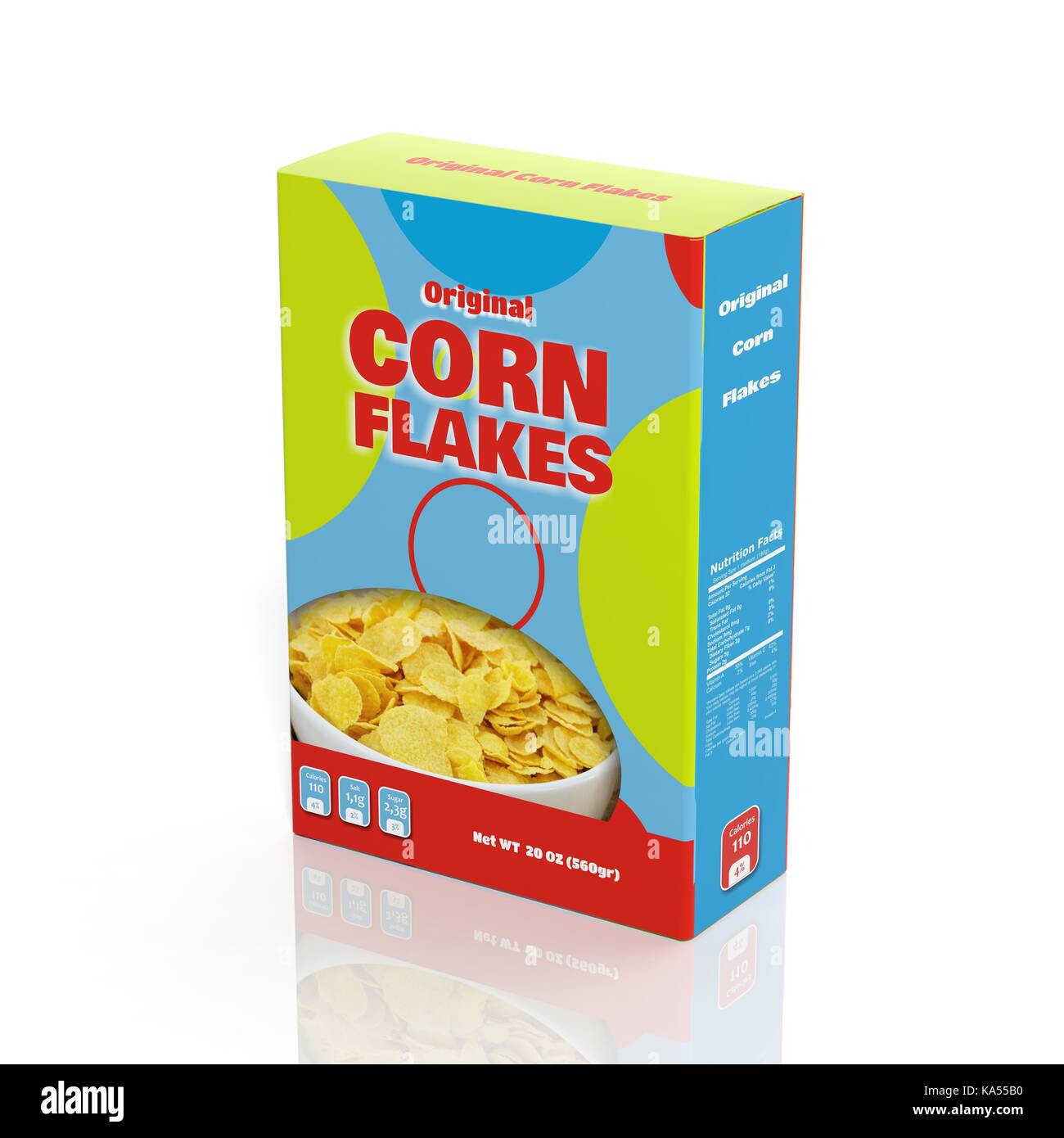 3D Corn Flakes paper package isolated on white Stock Photo - Alamy