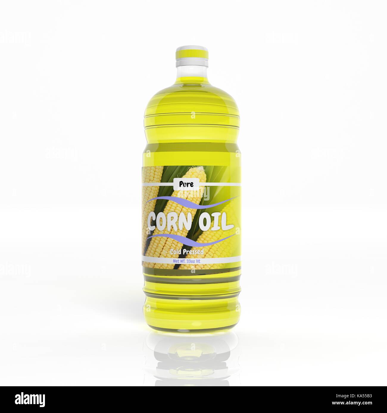3D Corn Oil bottle isolated on white Stock Photo - Alamy