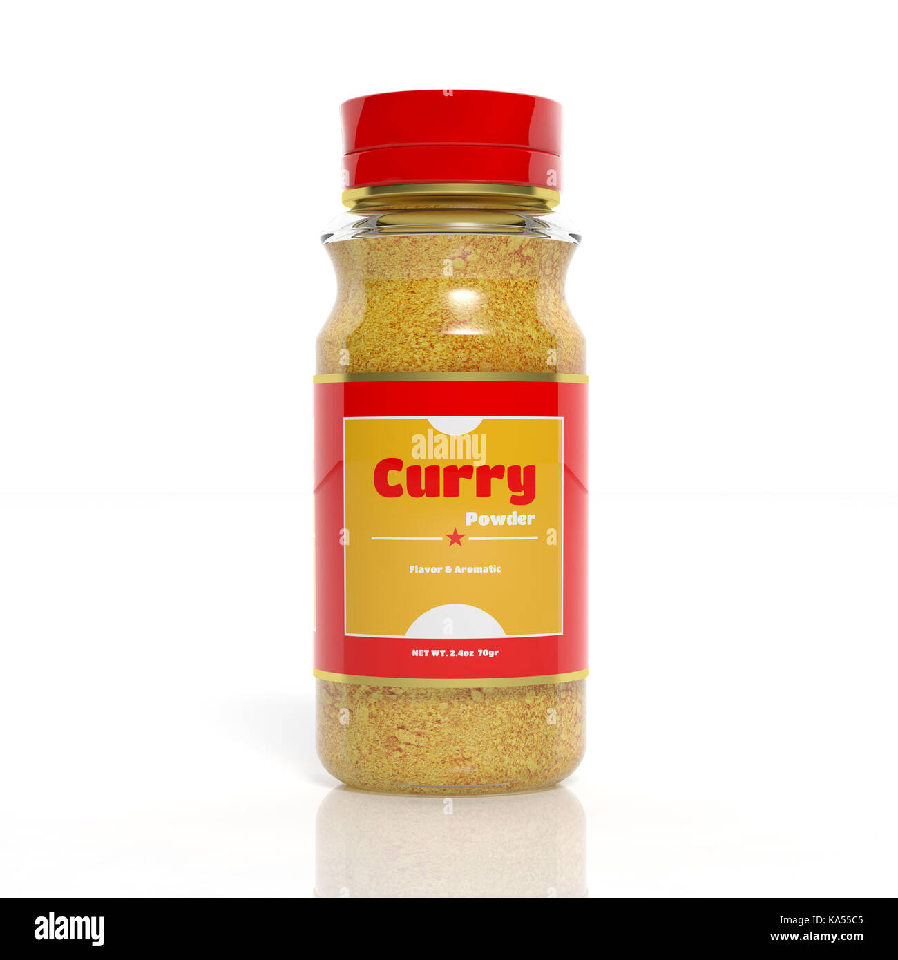 3D Curry powder glass bottle isolated on white Stock Photo - Alamy