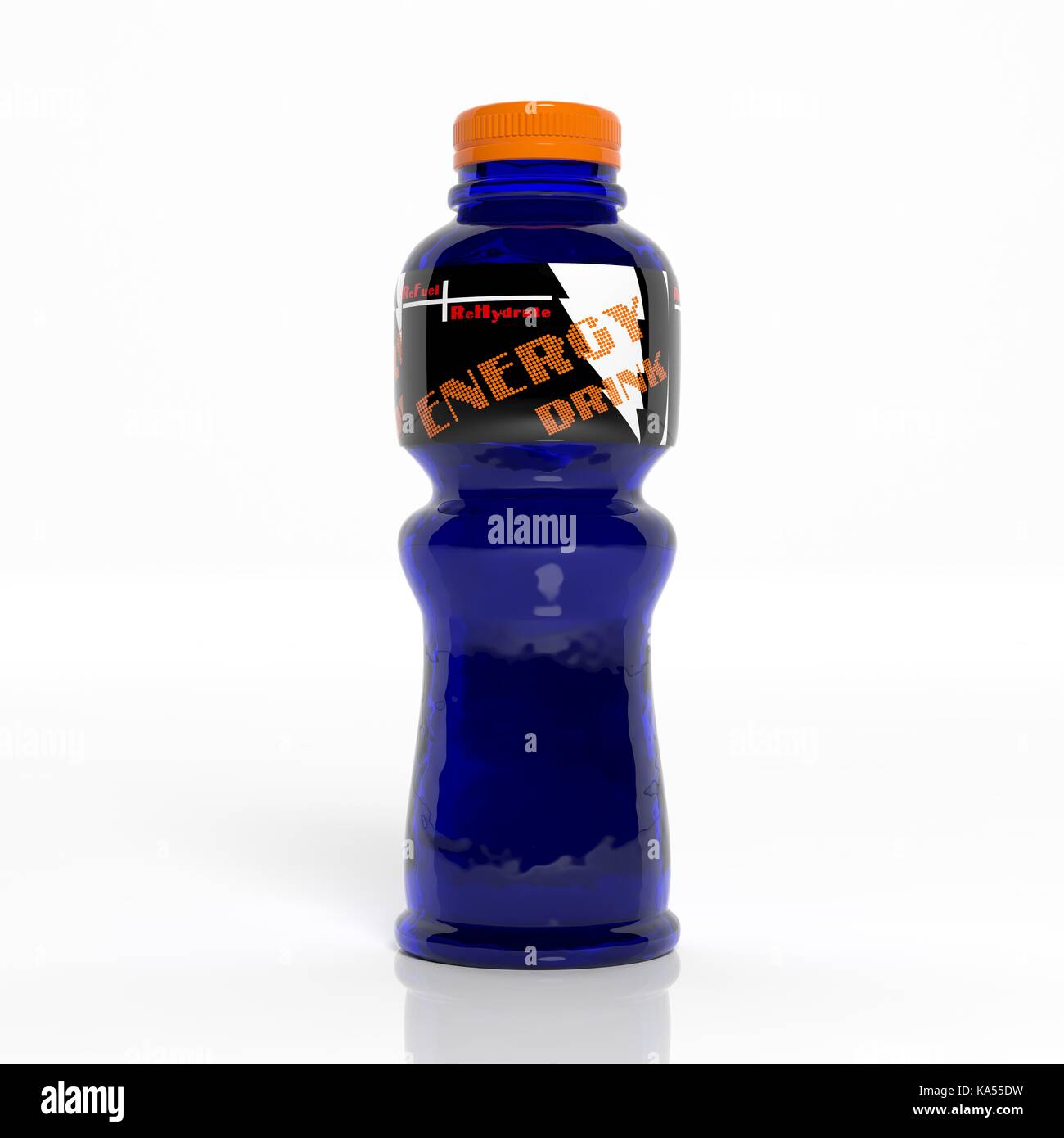 3D energy drink blue plastic bottle isolated on white Stock Photo - Alamy