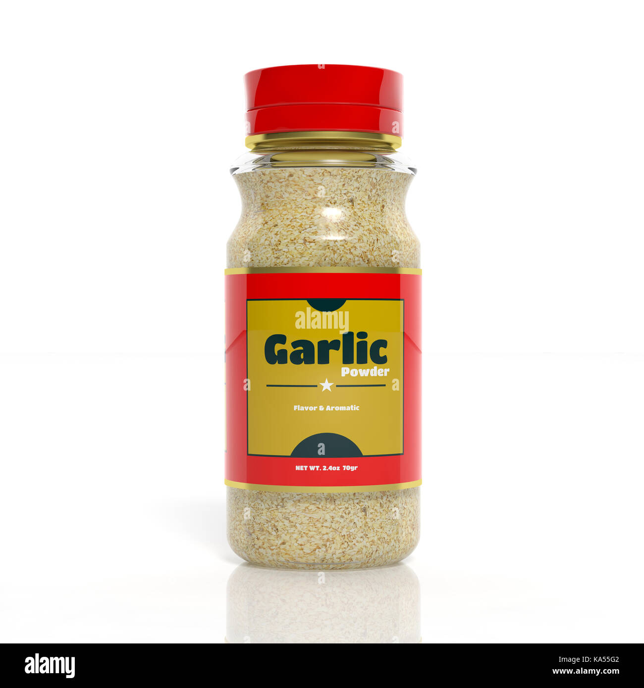 3D Garlic powder glass bottle isolated on white Stock Photo - Alamy