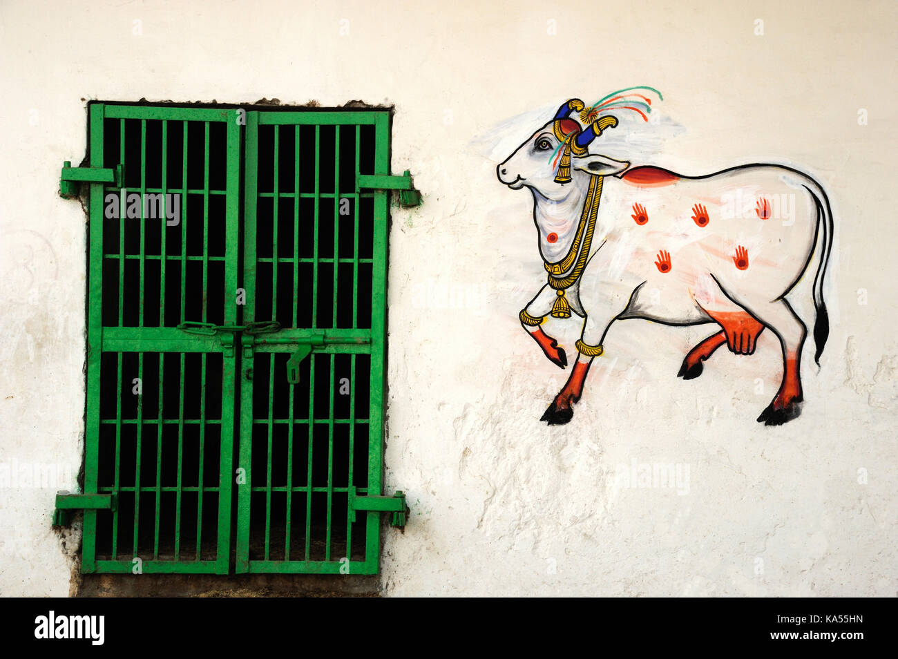 painting on wall Gaushala nathdwara shrinathji temple rajasthan , India ...